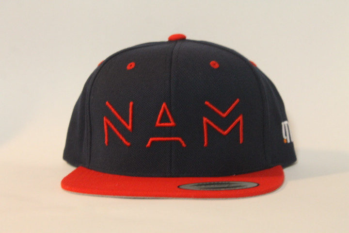 SB2464 - Navy/Red Flat Peak Snapback - N!A Caps