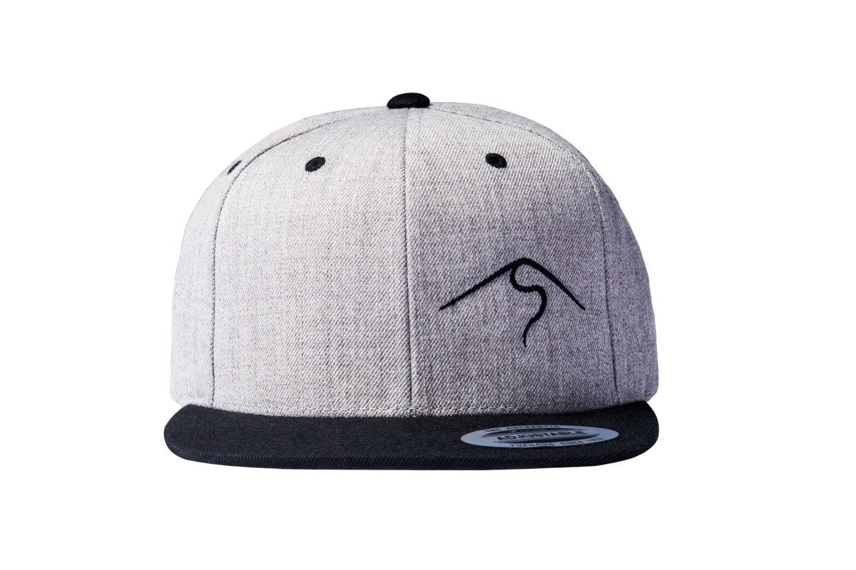SB15301 - Heather Grey/Black Flat Peak Snapback - N!A Caps